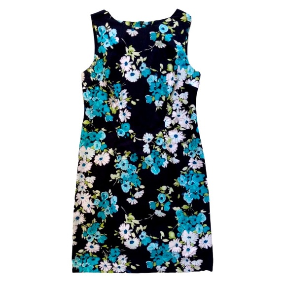 Teddi | Dresses | Teddi Vibrant Blue Flowered Black Background Dress ...